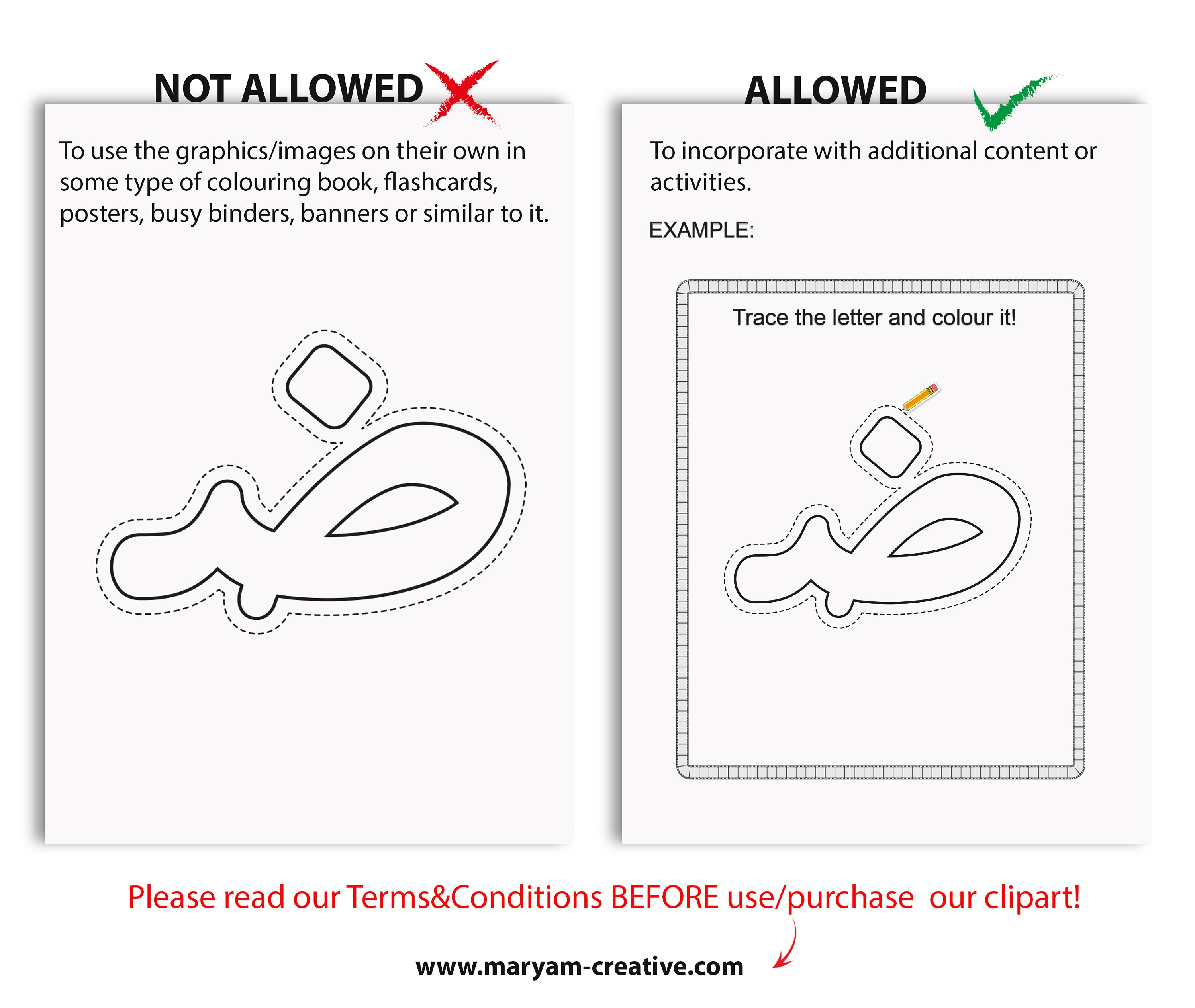 400 Arabic Letters Position Clipart , Arabic Alphabet, Tracing, Cutting ...