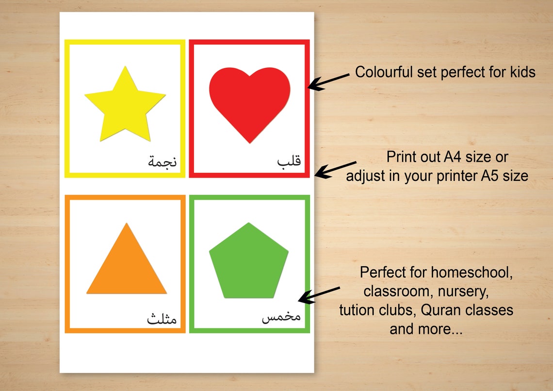 Arabic 2d Shapes Flashcards Quran Islam Homeschool - Etsy Canada