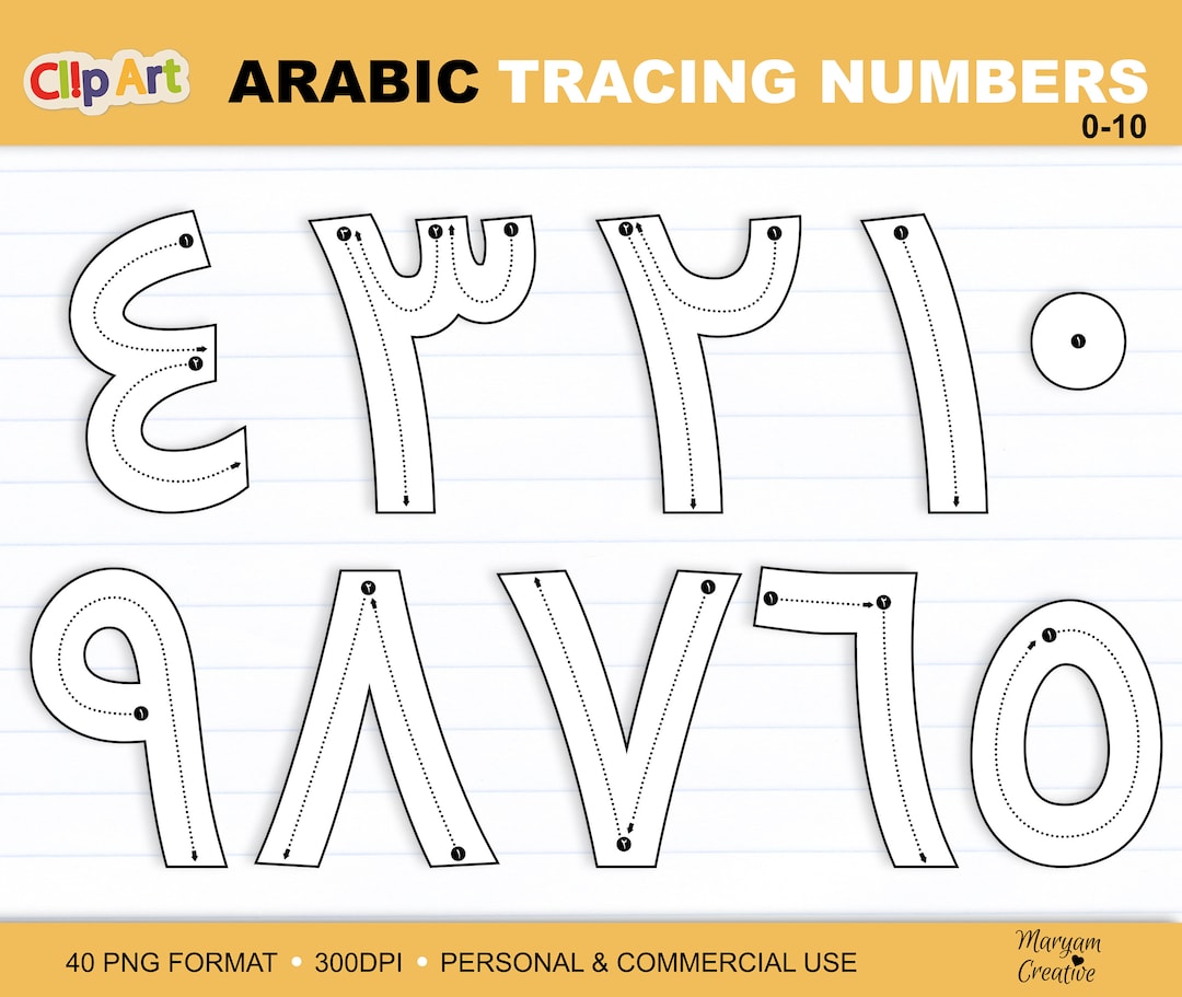 Arabic Numbers, Arabic Numeracy, Clipart, 40 Graphics , PNG, Formation ...