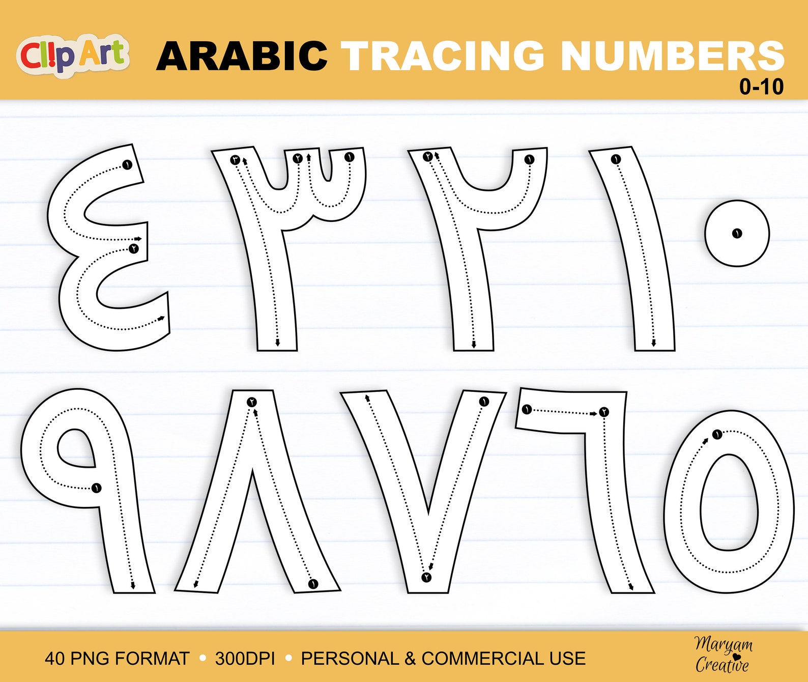 Arabic Numbers, Arabic Numeracy, Clipart, 40 Graphics , PNG, Formation ...