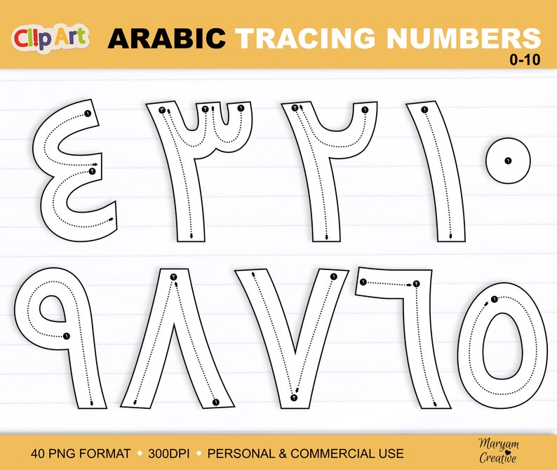 Arabic Numbers, Arabic Numeracy, Clipart, 40 Graphics , PNG, Formation ...