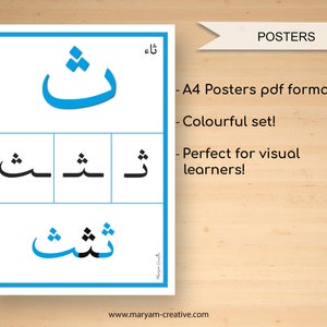 30 Arabic Flashcards Letters Positions, A4 Posters, Alphabet Letters ...