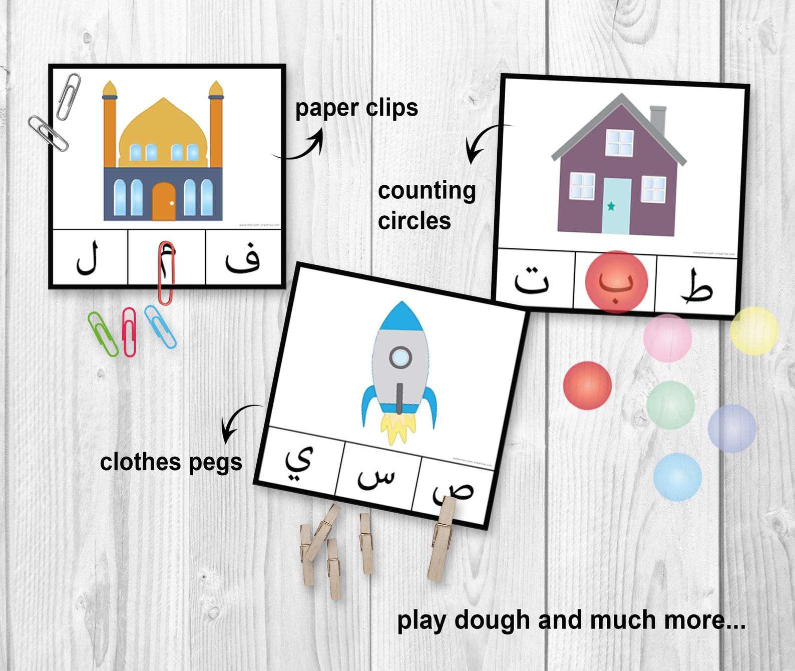 162 Arabic Alphabet Clip Cards, Beginning Sounds Clip Cards, Arabic ...