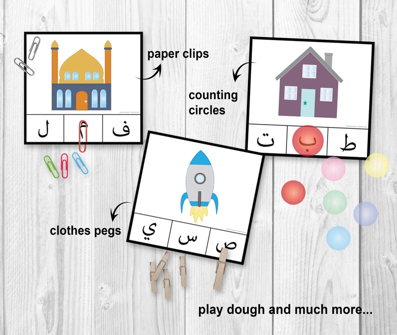 162 Arabic Alphabet Clip Cards, Beginning Sounds Clip Cards, Arabic ...