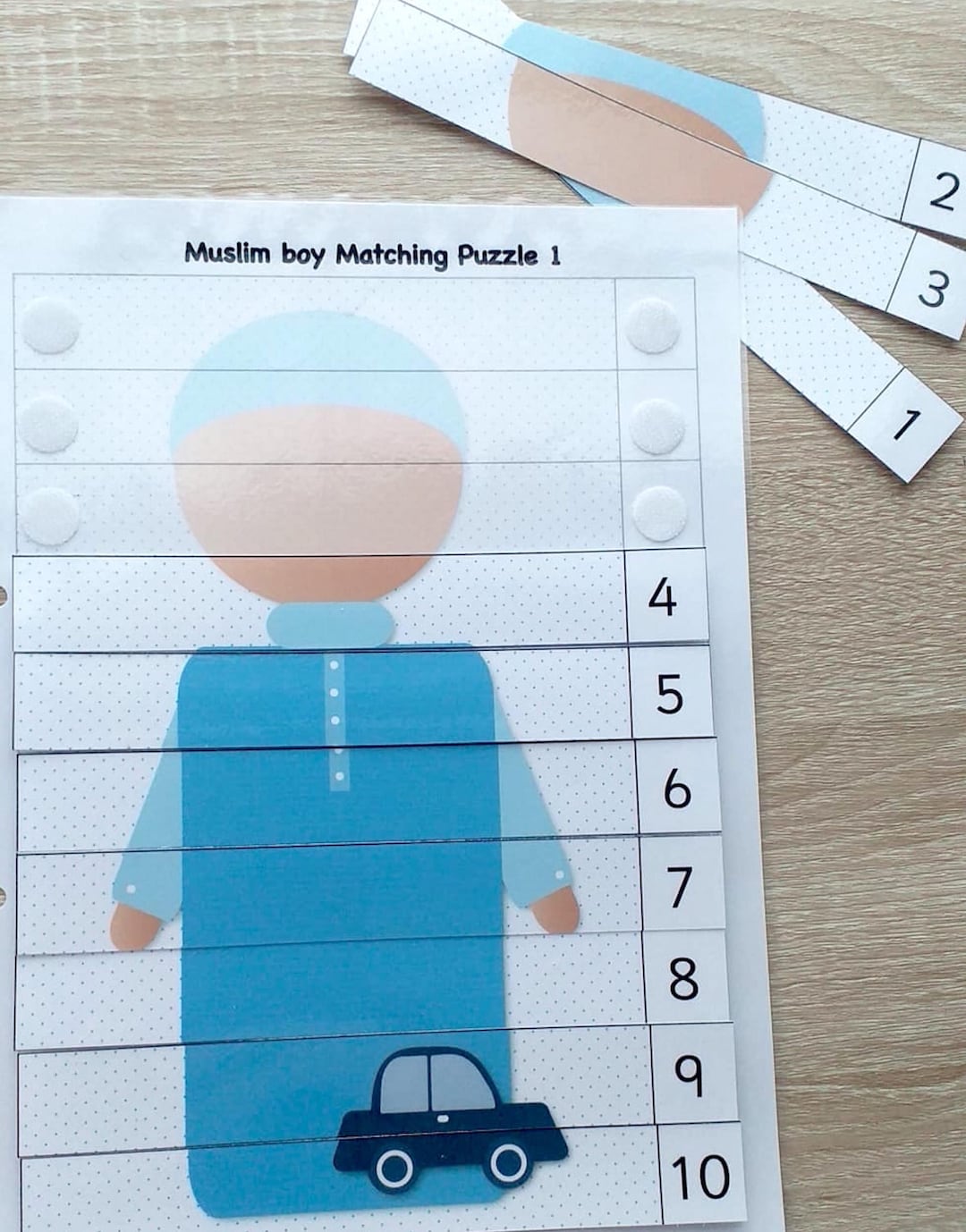 Muslim Boy Number Puzzle, Matching Activity, Numbers, Quiet Book, Islam ...