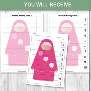 Muslimah Number Puzzle, Matching Activity, Numbers, Quiet Book,islam ...