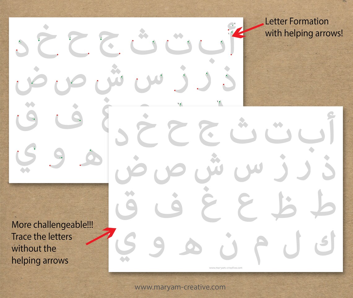 11 Arabic Alphabet Handwriting Pages Arabic Letters EYFS - Etsy