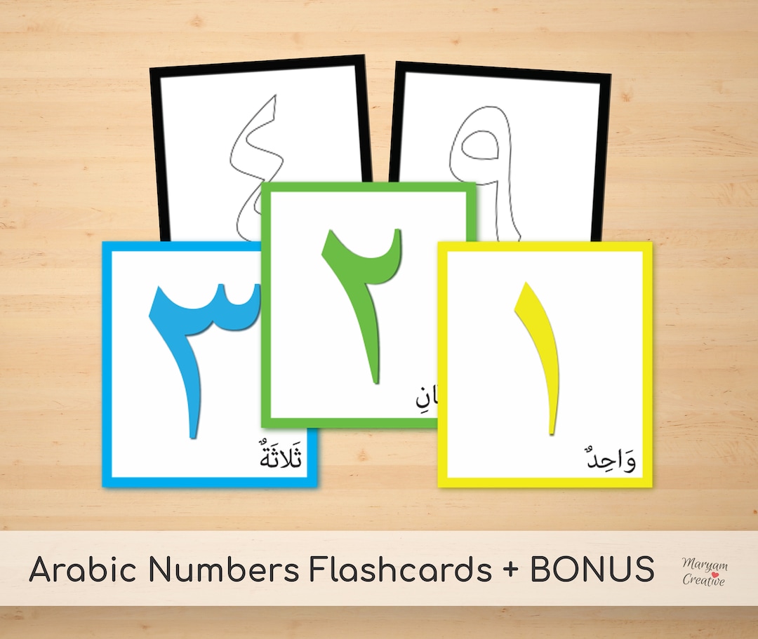 Arabic Numbers Flashcards Colourful Set, Arabic Numbers, Quran ...
