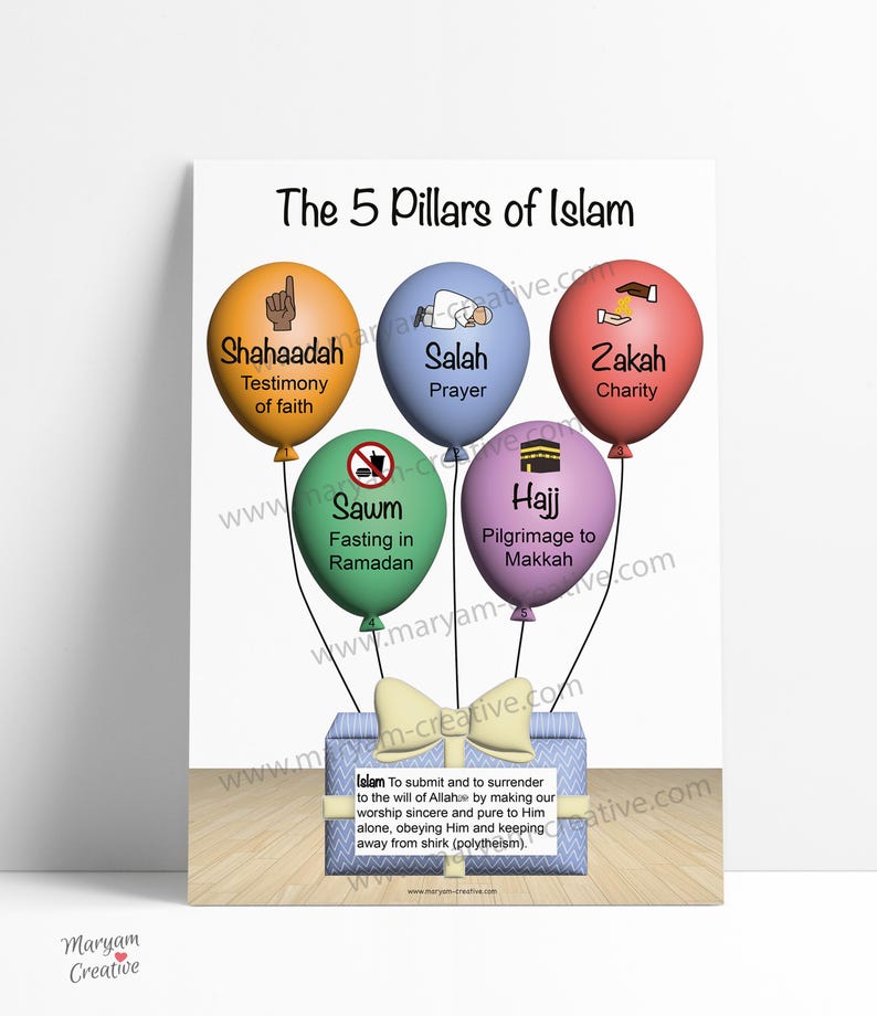 5 Pillars of Islam, A4 Posters, Islam for Kids, Muslim Kids, Tawheed ...