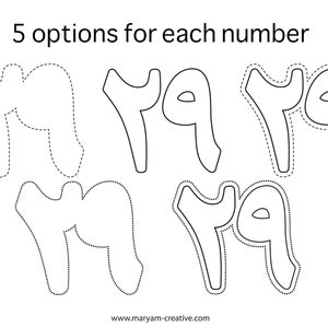 160 Arabic Numbers Colour and Cut Clipart Tracing Cutting - Etsy