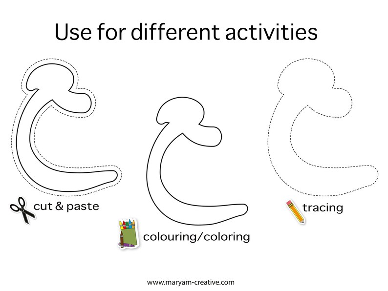 400 Arabic Letters Position Clipart , Arabic Alphabet, Tracing, Cutting ...