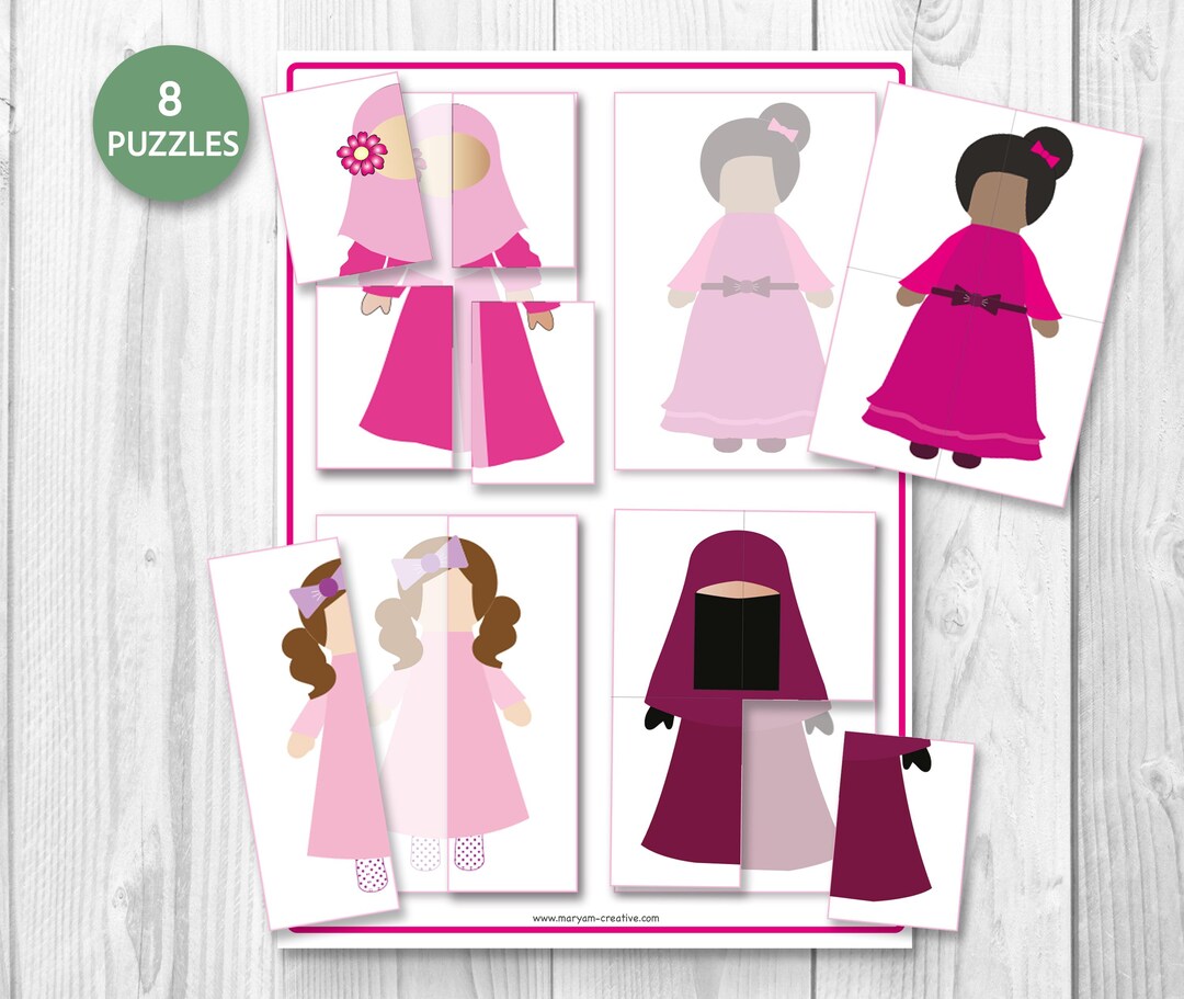8 Muslimah Puzzles, Matching Activity, Preschool, Montessori, Quiet ...