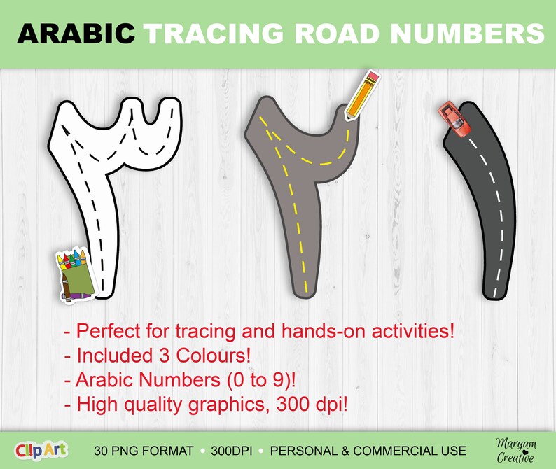 Arabic NUMBERS Road Clipart, 30 Graphics ,PNG, عربى, - Instant Download ...