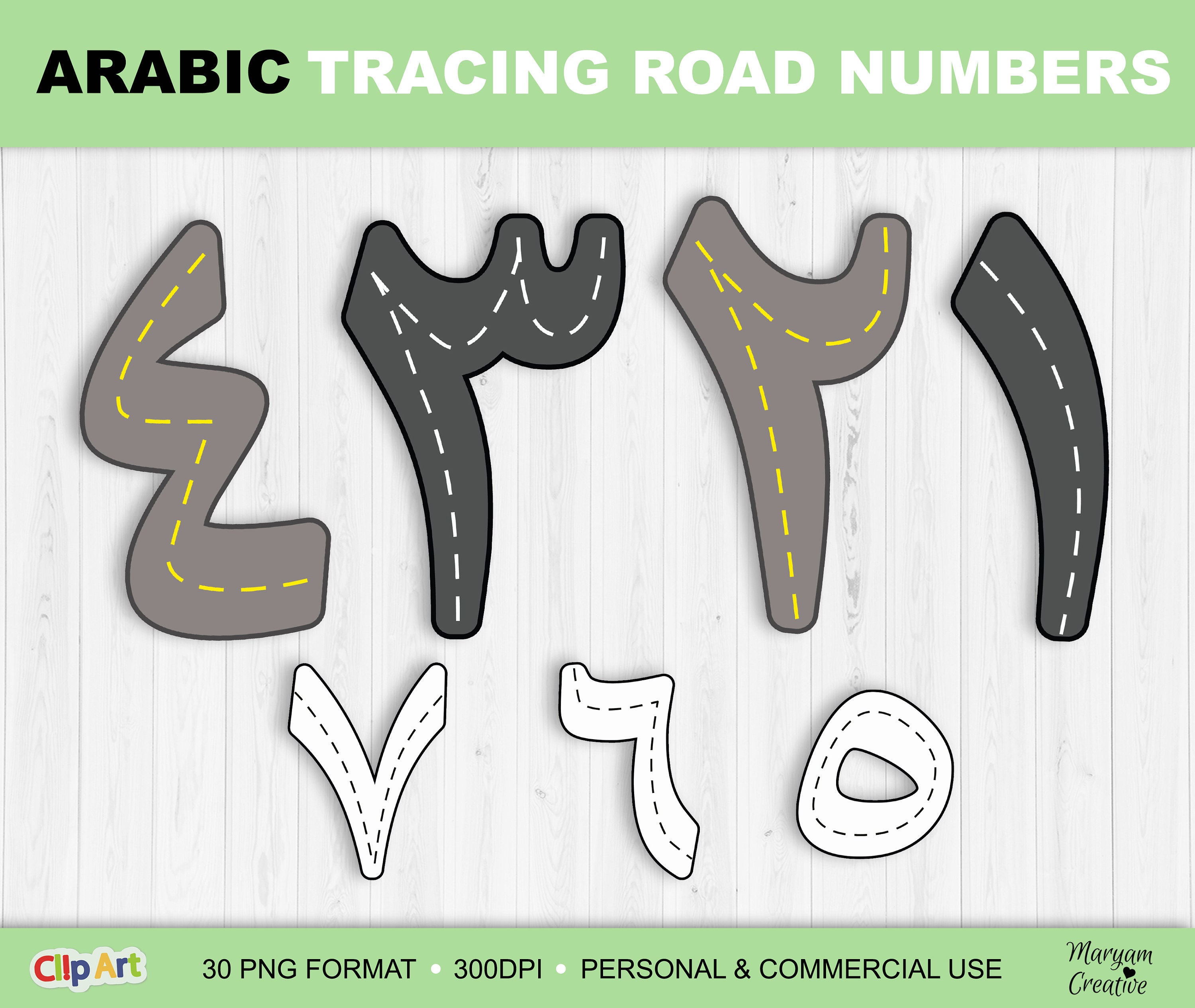 Arabic NUMBERS Road Clipart, 30 Graphics ,PNG, عربى, Instant Download ...
