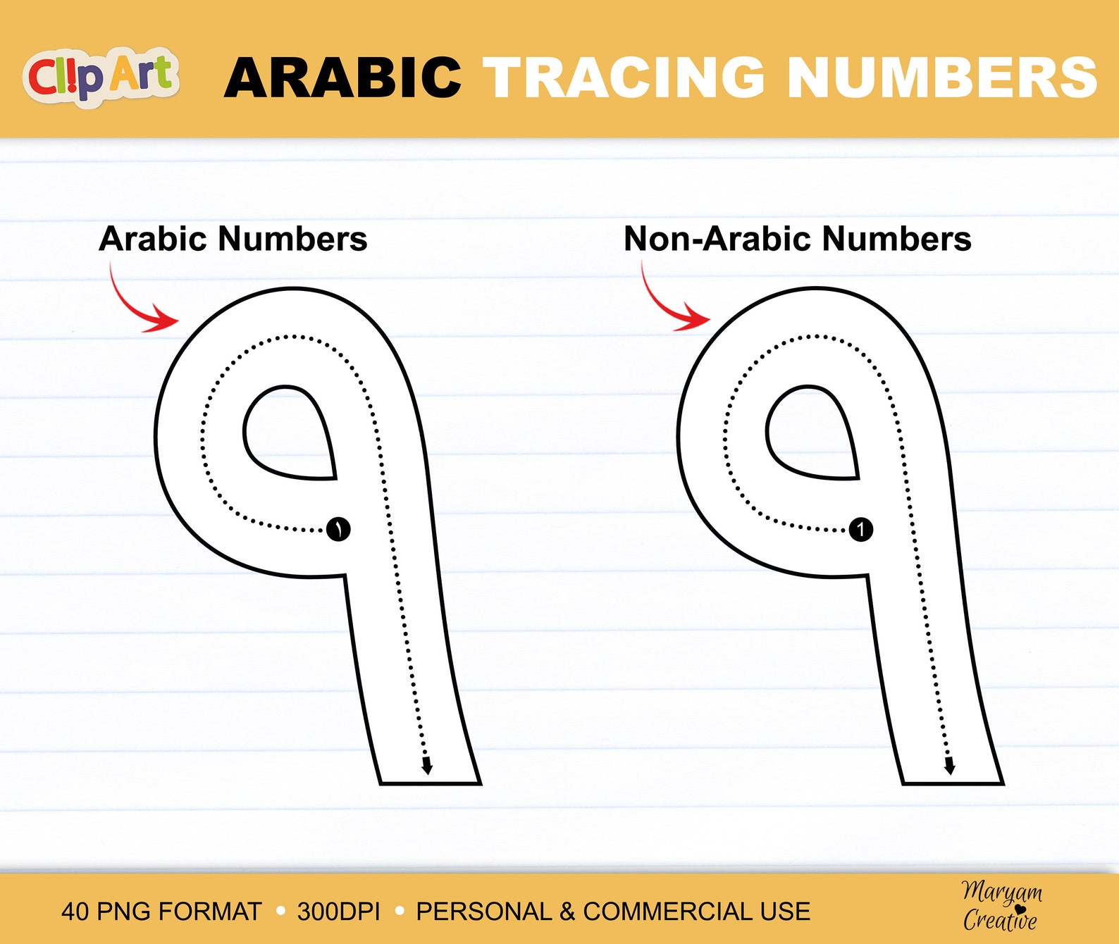 Arabic Numbers, Arabic Numeracy, Clipart, 40 Graphics , PNG, Formation ...
