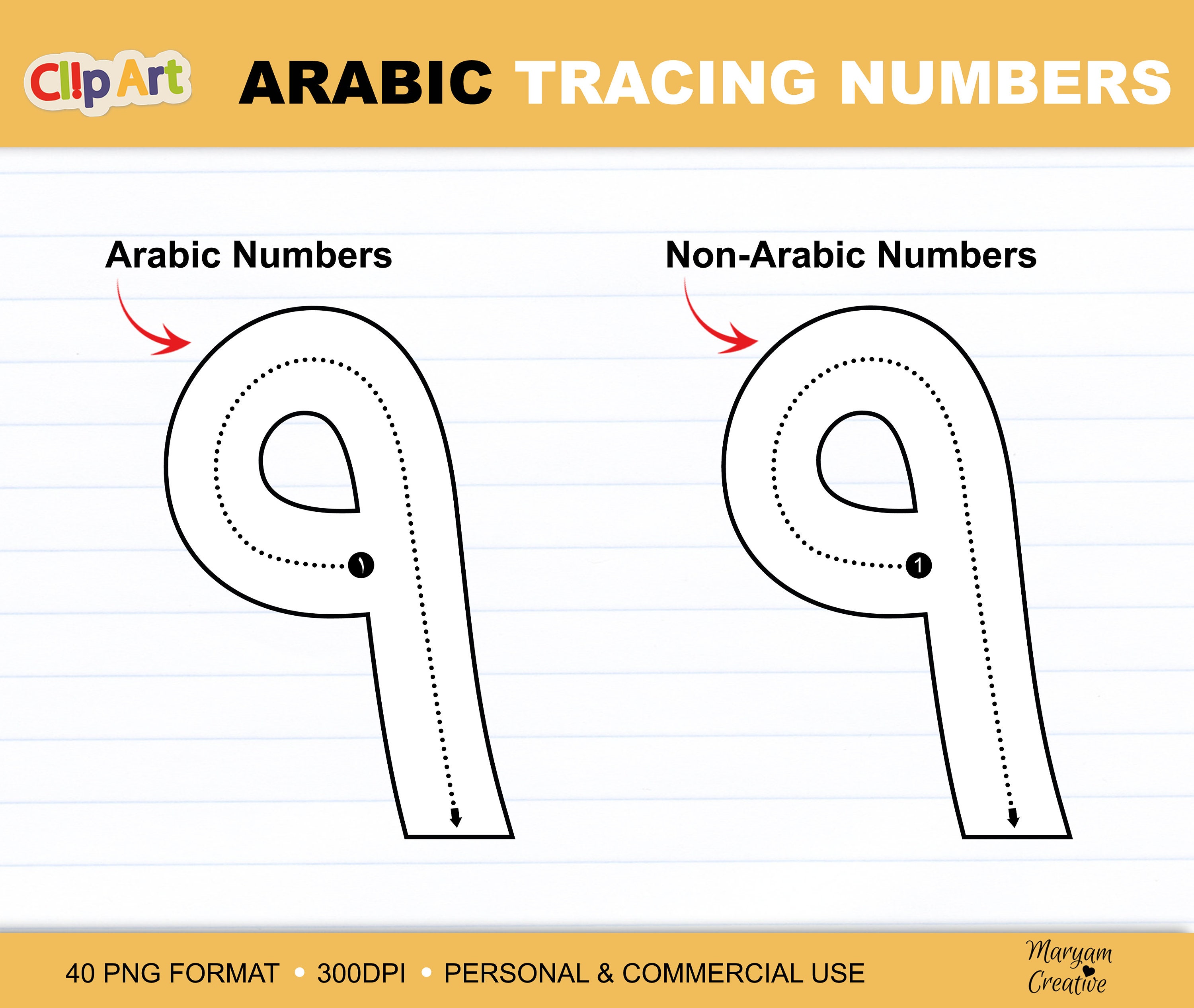 Arabic Numbers, Arabic Numeracy, Clipart, 40 Graphics , PNG, Formation ...