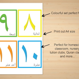 Arabic Numbers Flashcards Colourful Set, Arabic Numbers, Quran ...