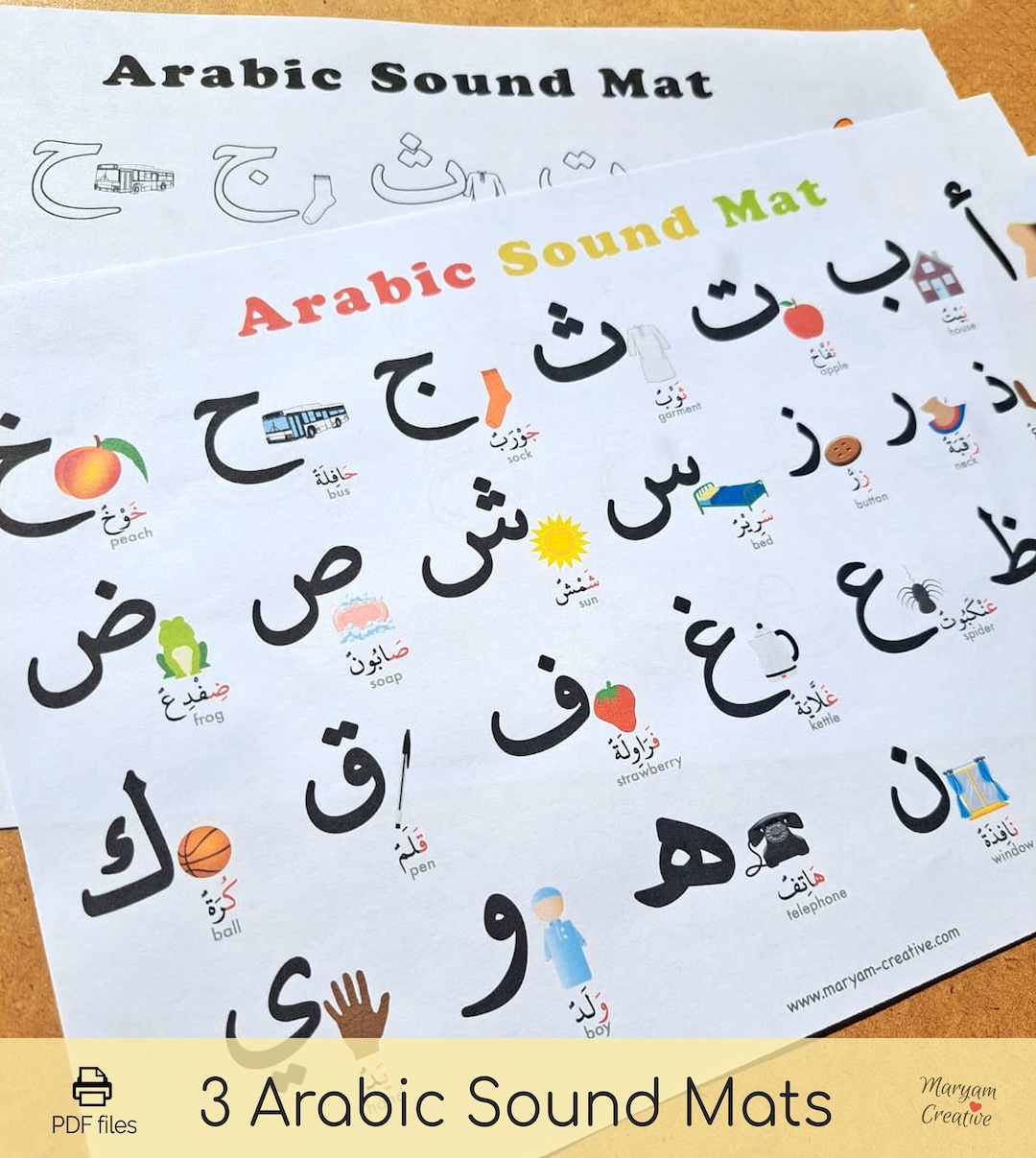 Arabic Alphabet Sound mat, Arabic letters, phonics, Quran, homeschool ...