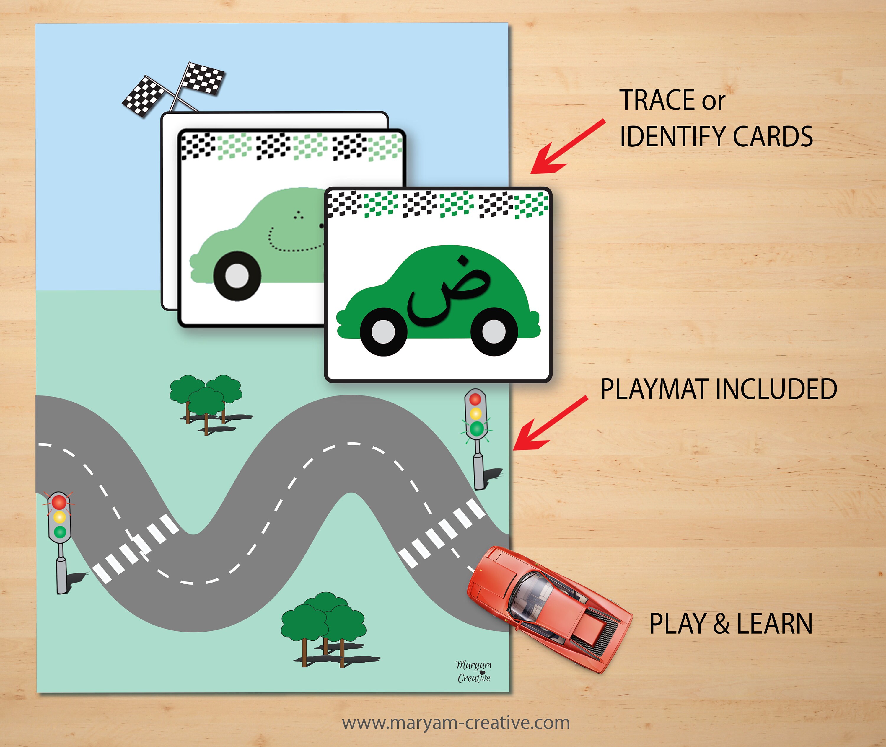 60 Arabic Alphabet Cards Trace & Identify Play Mat, Arabic Letters ...