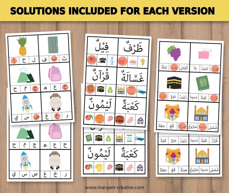 Arabic Alphabet Clip Cards: Beginning Sounds, Arabic Words, الحروف ...