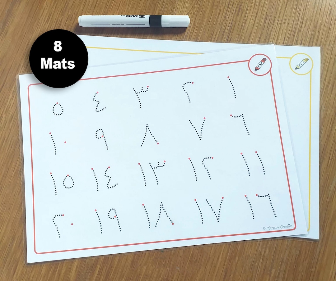 Arabic Numbers Tracing Mats, Pre-writing, Handwriting, Arabic Numbers ...