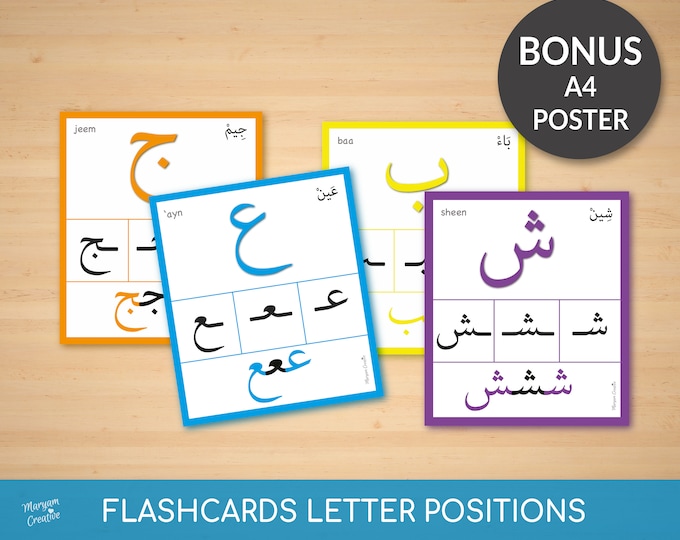 Arabic Alphabet Flashcards Colourful Set XL, Quran, Islam, Homeschool ...