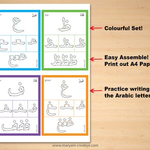 29 Arabic Letters Positions Writing Flashcards, Alphabet Letters, Quran ...