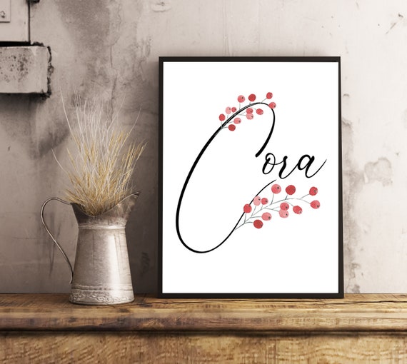 Cora Name Cora Print Cora Wall Art Floral Name Print | Etsy
