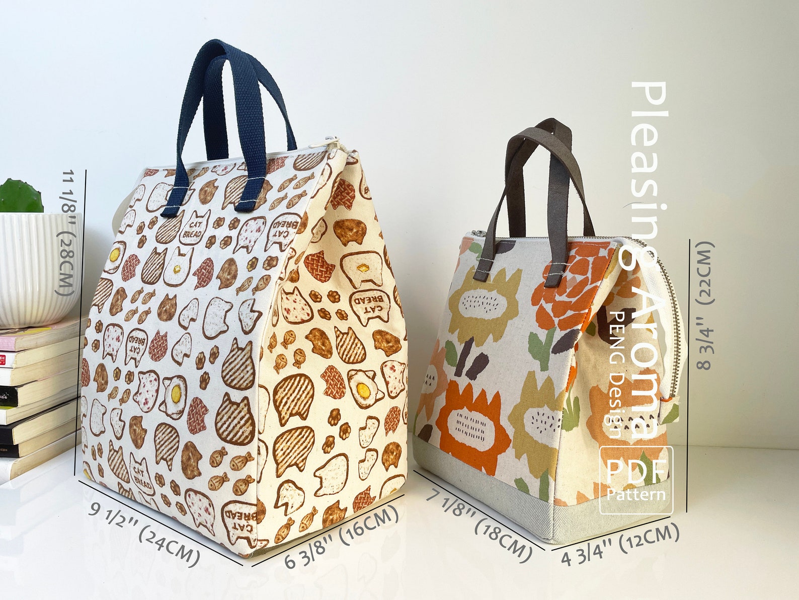 Lunch Tote With Interior Pockets Sewing Tutorials,bento Bag,insulated ...