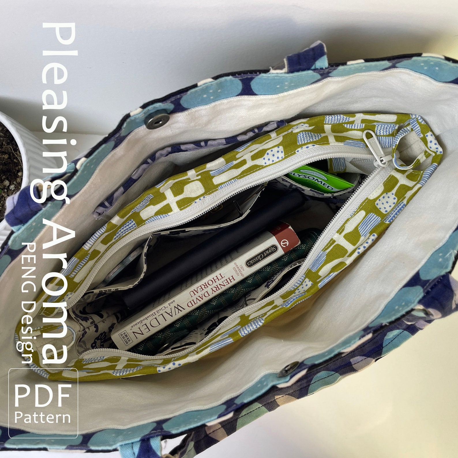 Purse Insert Sewing Pattern, Tote Organizer Sewing Tutorials, Zipper ...