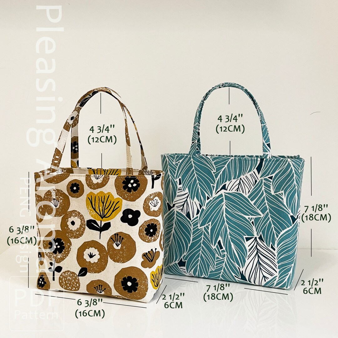 Mini Tote Bag Sewing Tutorails With Templates,two Sizes Zipper Tote Bag ...