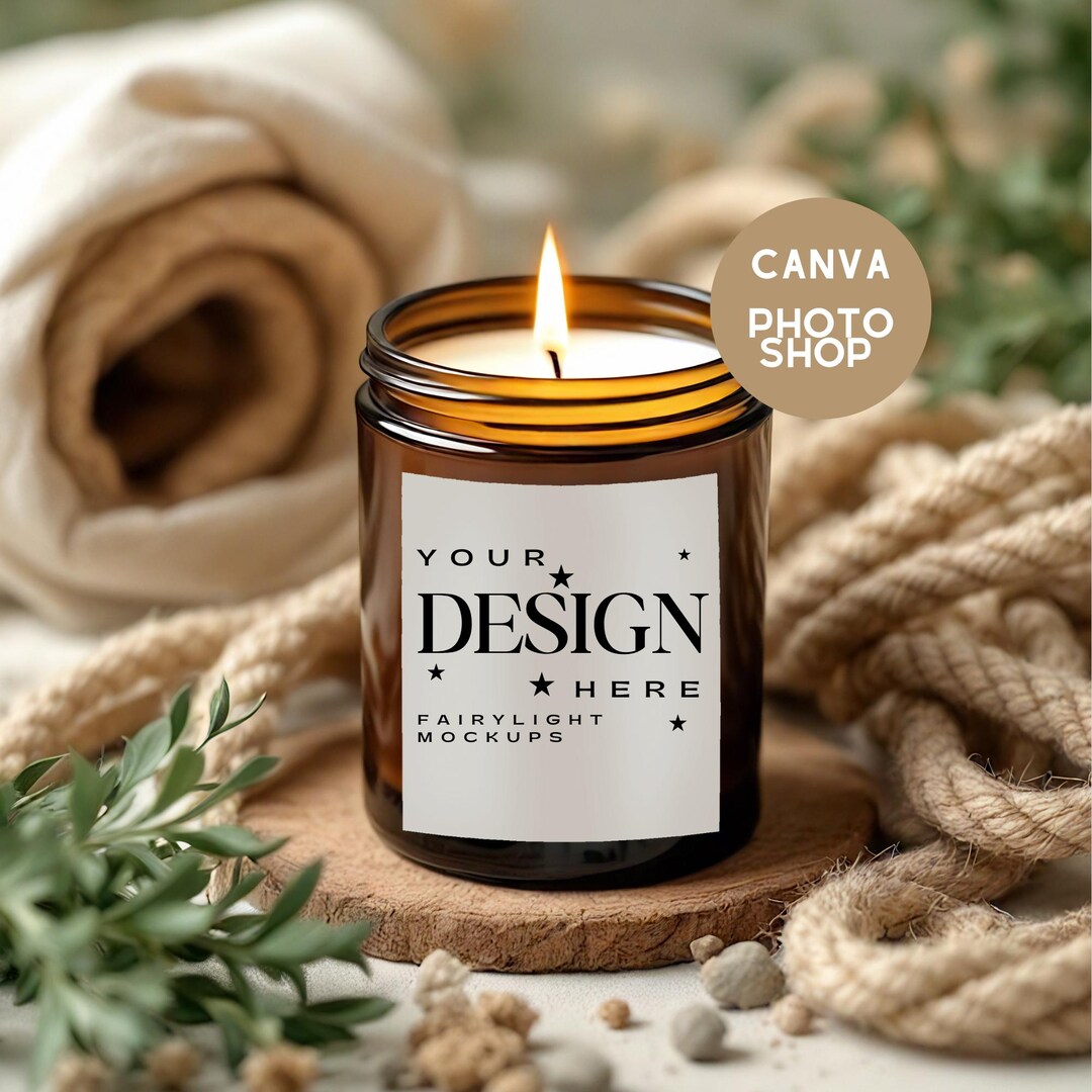 Printify Candle Mockup Amber Jar 9oz, Scented Soy Candle, Candle Mockup ...