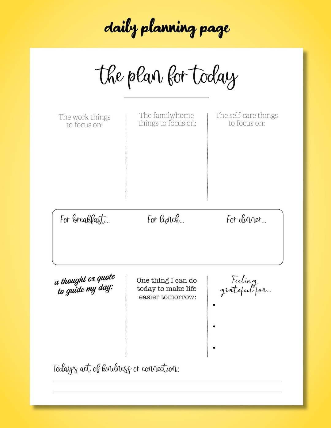 Plan for Today, Daily Planning Printable: Meal Planning, Goal Setting ...