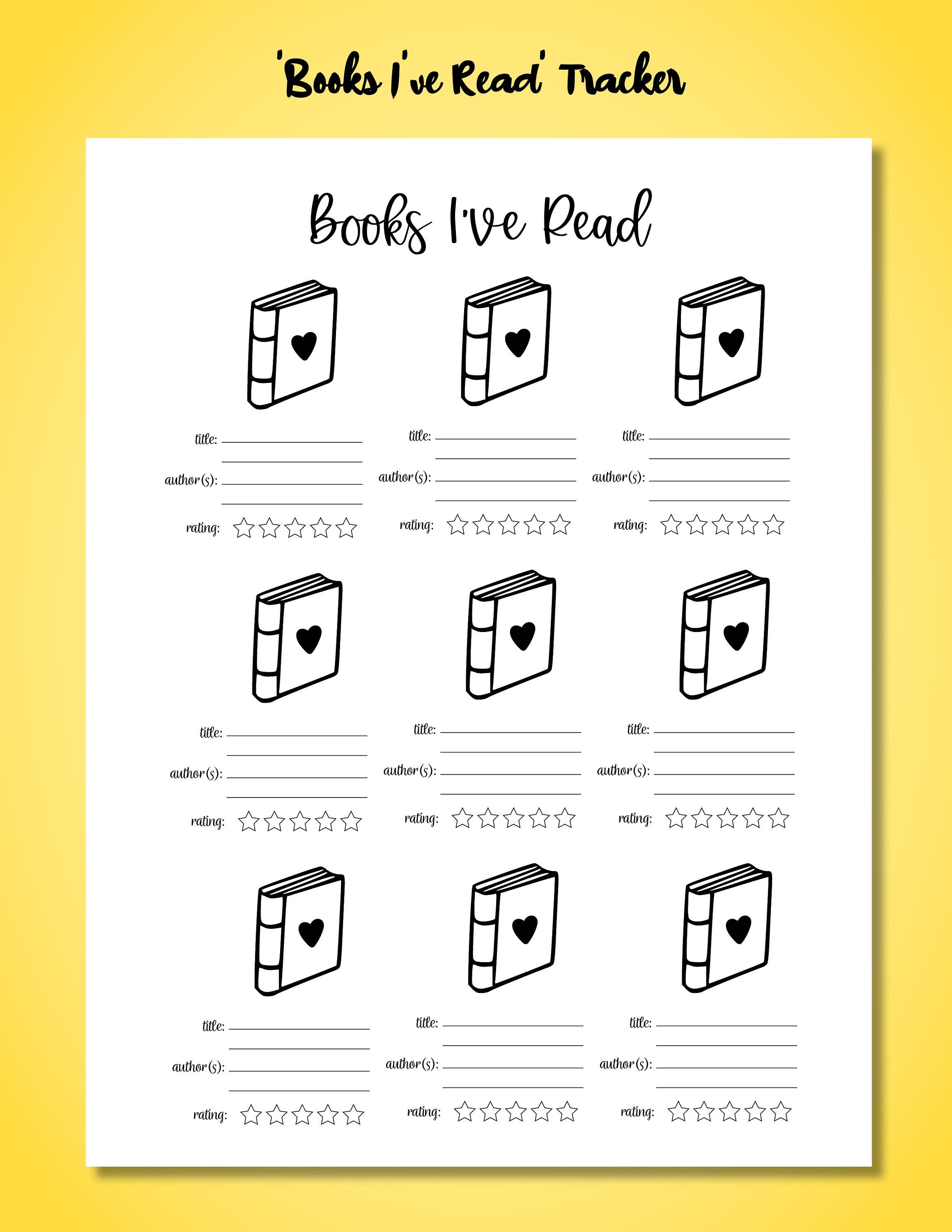Printable Color-in Book Tracker for Book Lovers, Book Worms, and People ...