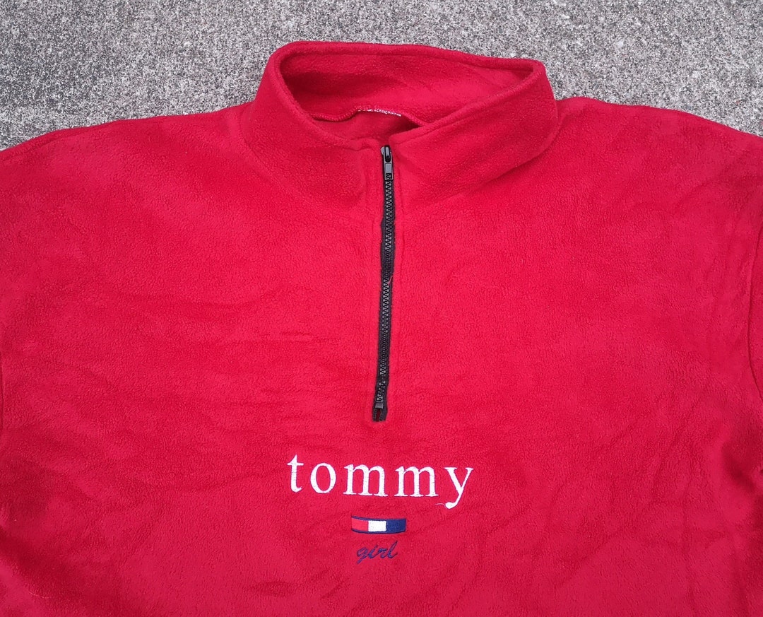 Vintage & Classic 90's Tommy Girl / Small Flag / Bright Red Fleece ...