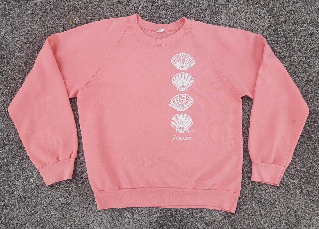 Vintage 1989 Florida Seashell Sweatshirt - Peach Crewneck Made in USA ...