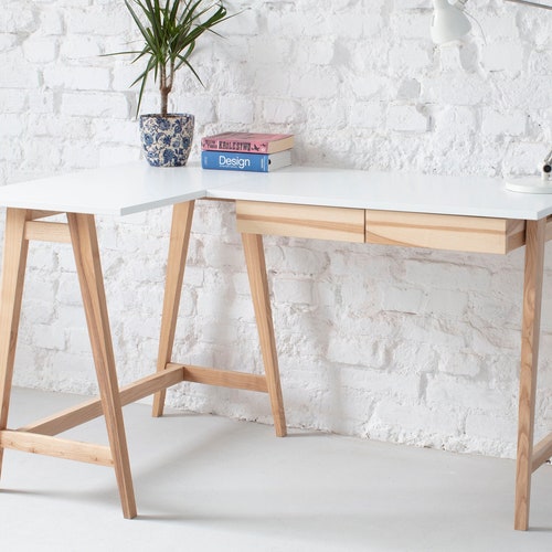 LUKA Small Corner Desk Ashwood W 115cm X D 85 Cm Right - Etsy