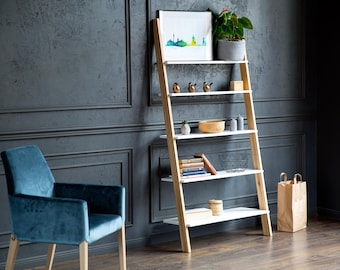 Wide Ladder Shelf 85cm ASHME Shelving Unit for Living Room Bedroom Entryway Etsy