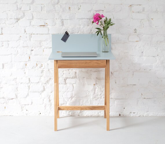 Narrow Ashwood Writing Desk LUKA Only 50cm Depth | Etsy UK