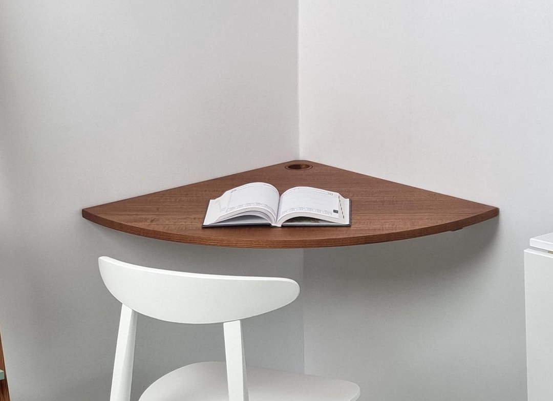 Floating Corner Desk, Floating Study Table ROG Natural Veneer - Etsy