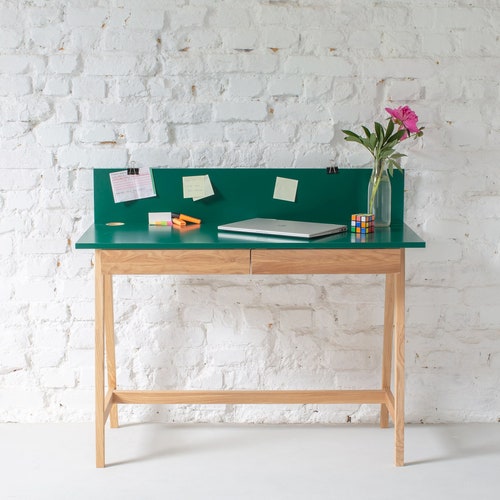 Narrow Ashwood Writing Desk LUKA Only 50cm Depth - Etsy UK