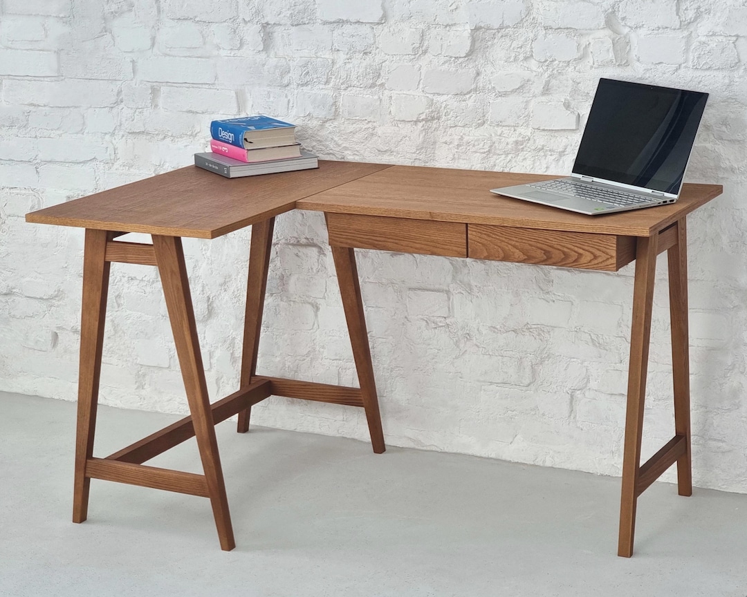 Wooden Corner Desk LUKA With Drawer or Drawers in Two Various Sizes and ...