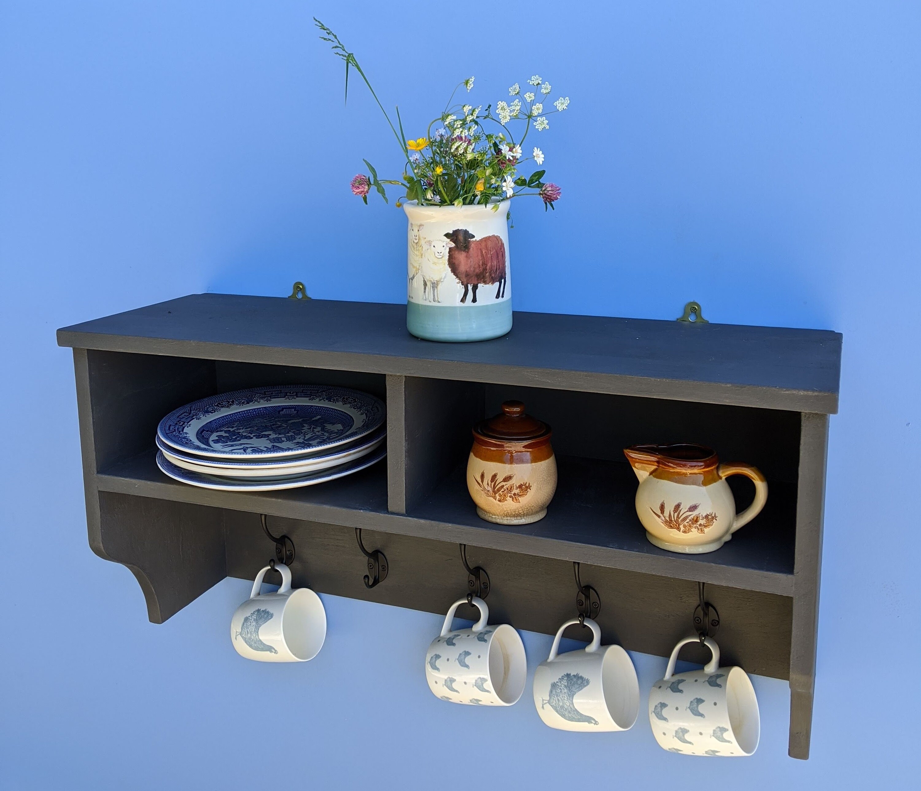 Mug Rack With Cubby Shelves - Etsy UK