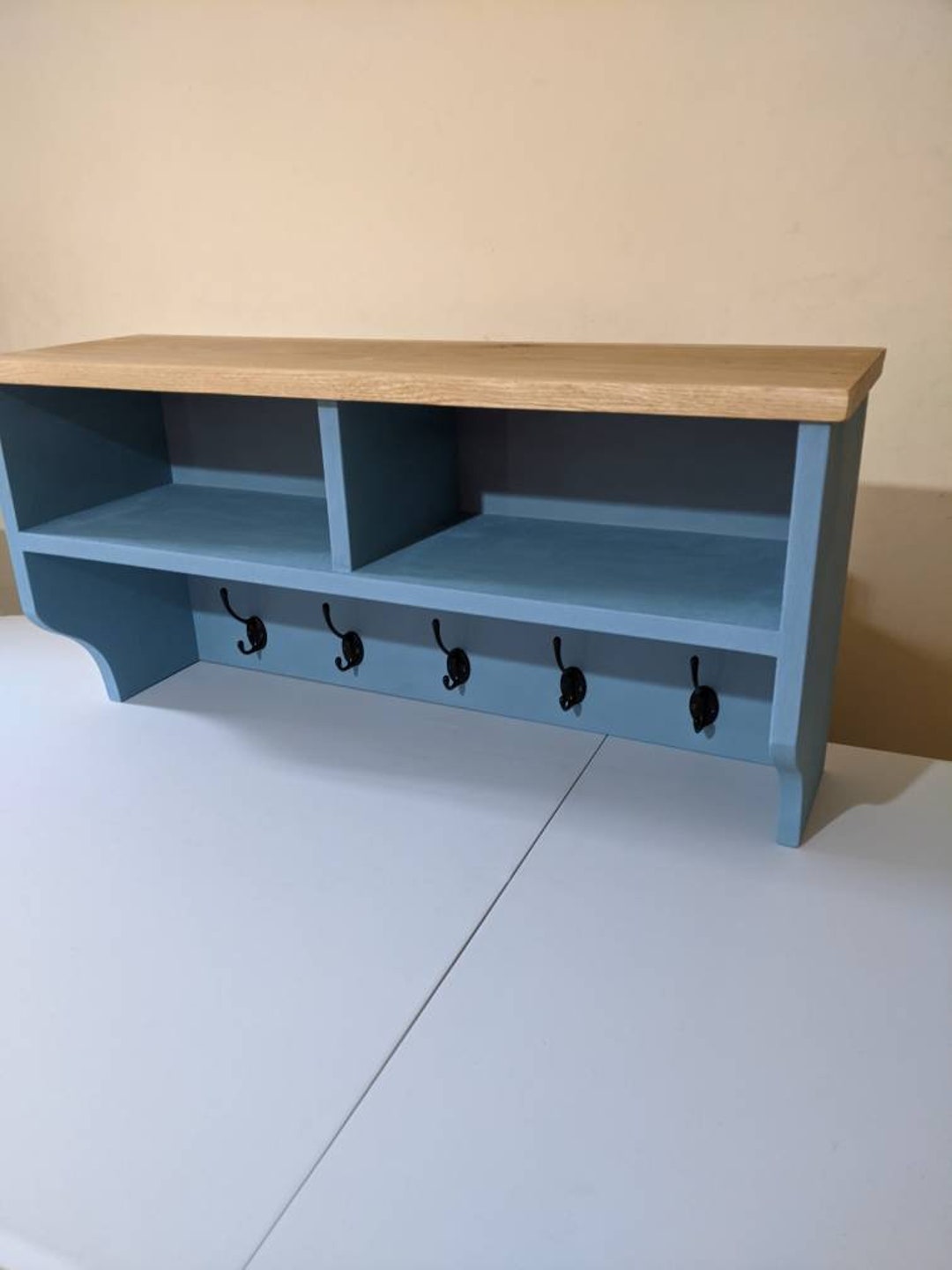 Cubby Shelf Coat Rack With Oak Top - Etsy