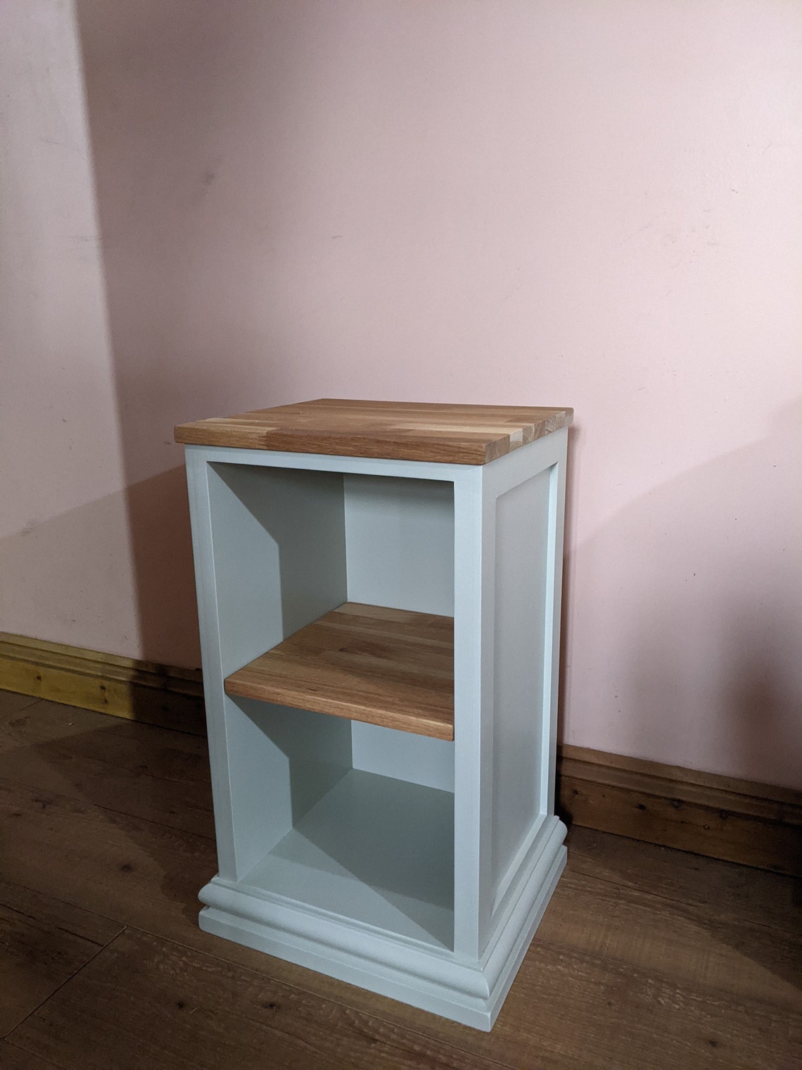 Painted Bedside Table With Oak Top and Shelf - Etsy UK