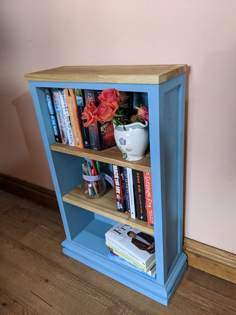 Small Painted Bookcase With Oak Shelves - Etsy