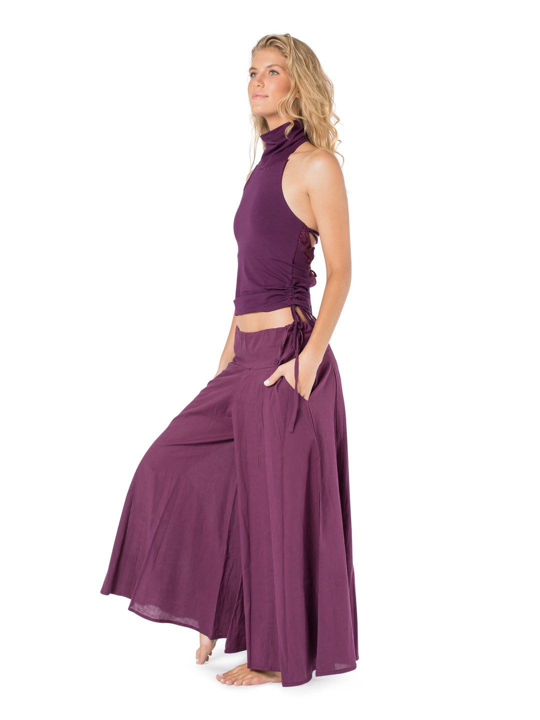 Skirt Pants, Purple Pants, Wide Leg Pants, Maxi Pants, Yoga Pants for ...