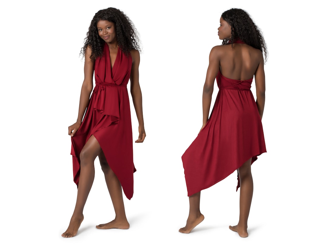 Versatile One Size Dress | Sexy Red V-neck Dress for Women | Dark Red A ...