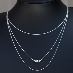 Sterling Silver Layered Necklace Set, Triple Necklace, Sterling Silver ...