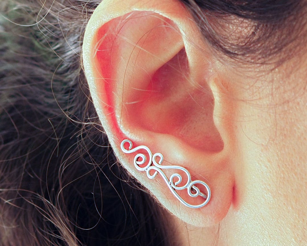 Ear Climber // Silver Ear Cuff // Ear Crawler // Ear Sweeps // Ear ...